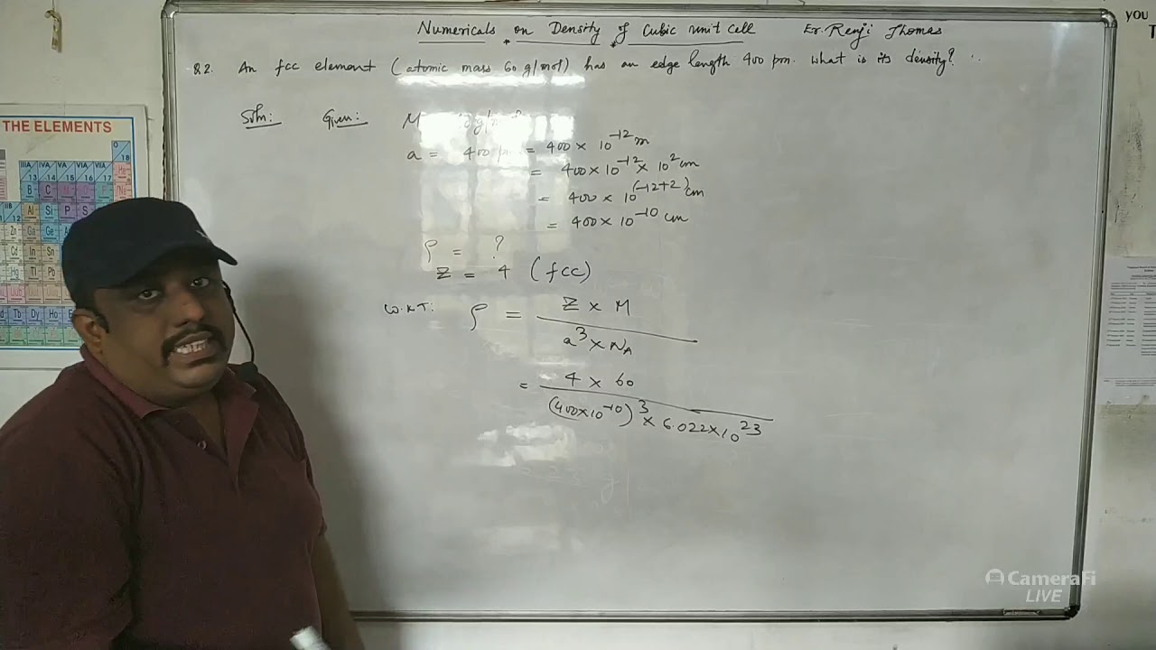 Numerical on calculation of density of a unit cell(part 2) - YouTube
