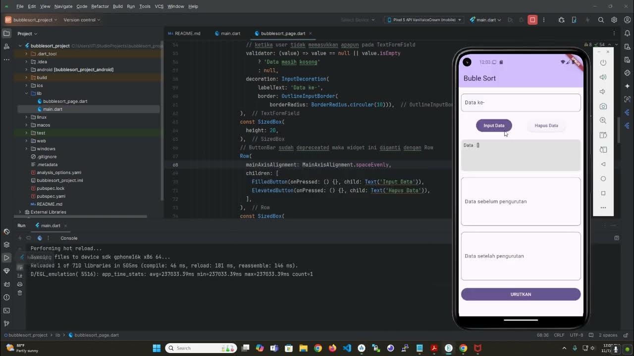 BubbleSort App with Flutter - YouTube