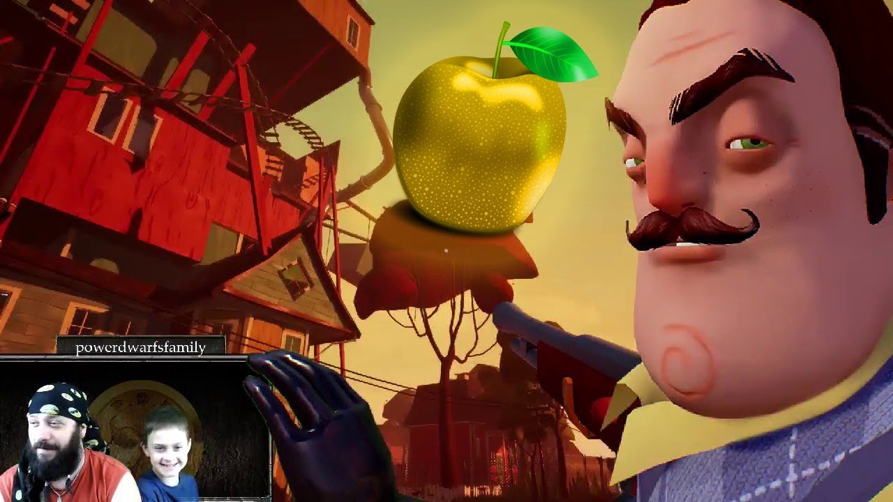 The golden apple!! Secret Hello Neighbour cutscene. Father and son ...