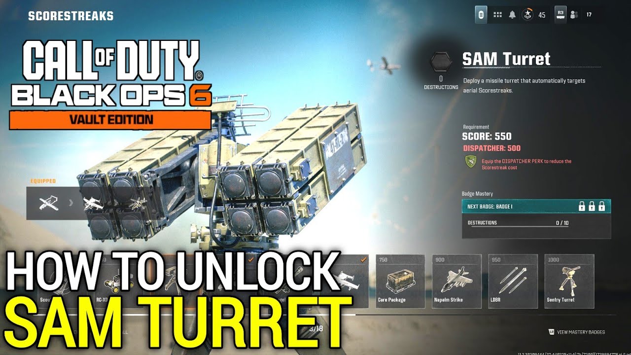 How to Unlock SAM TURRET BO6 SAM TURRET Scorestreak Unlock BO6 | BO6 ...