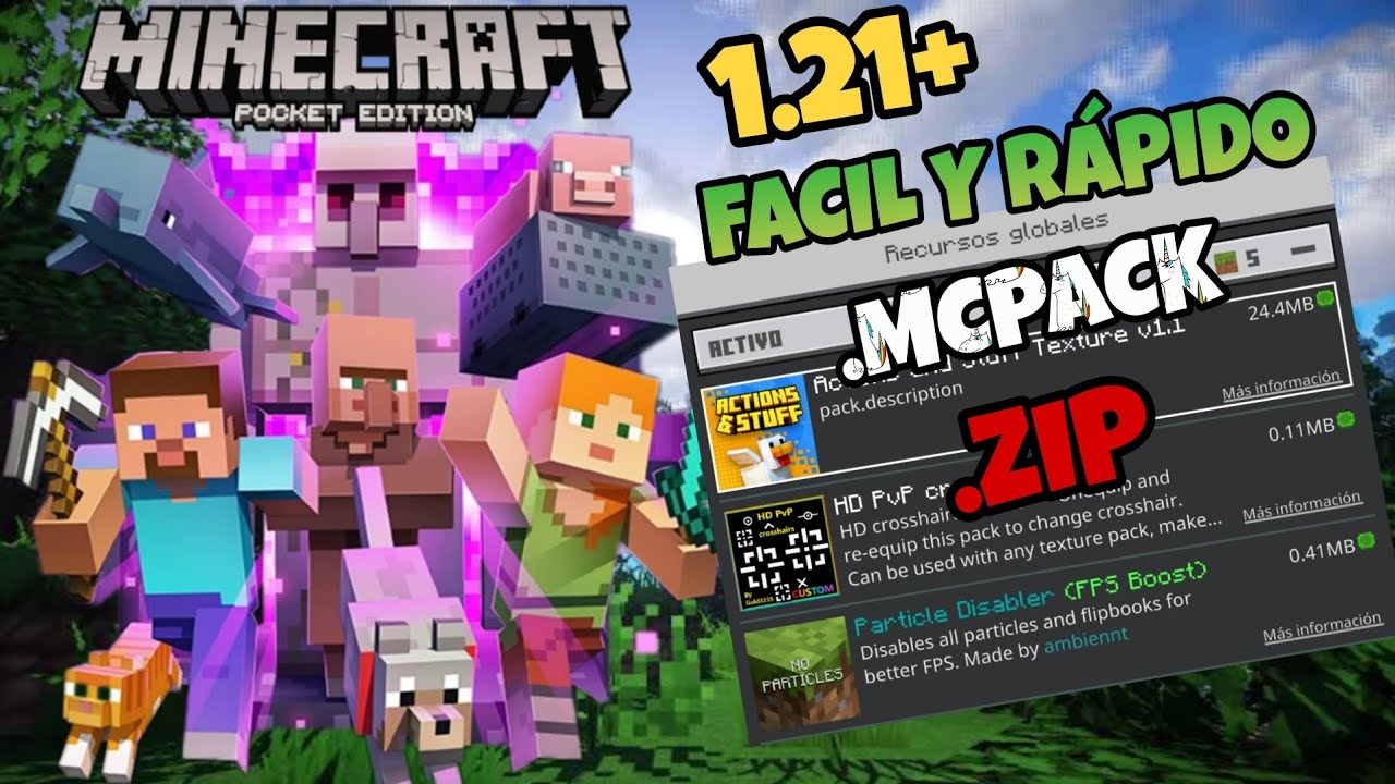 📥COMO INSTALAR MODS/ADDONS .MCPACK EN MINECRAFT PE 1.21.51+ - YouTube