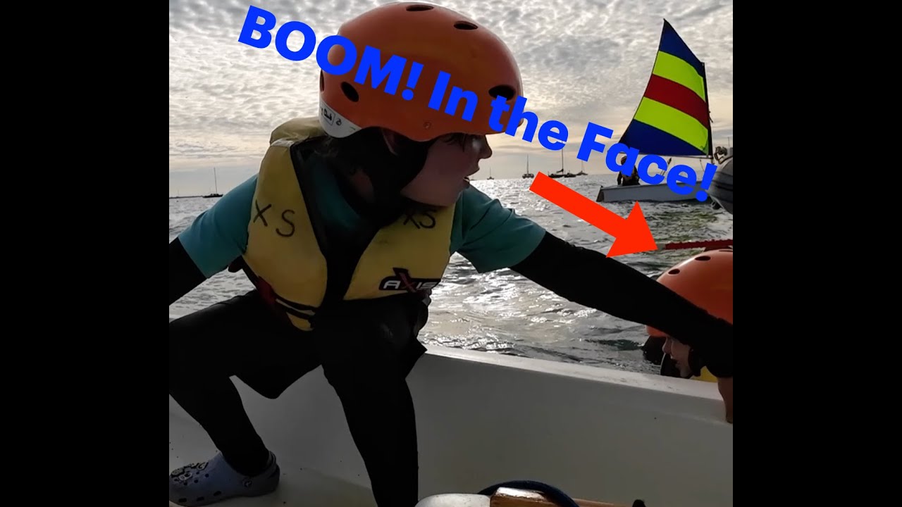 EP 3 Kids Learn to Sail! Jibe and a mishap! Boom in the face. HD 1080p ...
