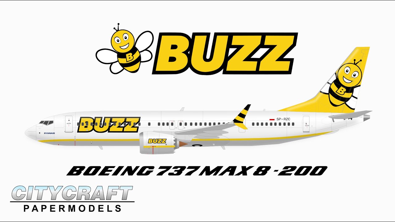 Papermodel Boeing 737 MAX 8 Buzz Airways (Repaint Timelapse) - YouTube