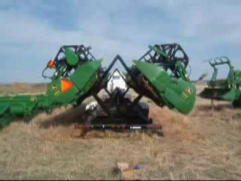 Trailtech DR21000 I-Beam Double Folding Header Trailer - YouTube