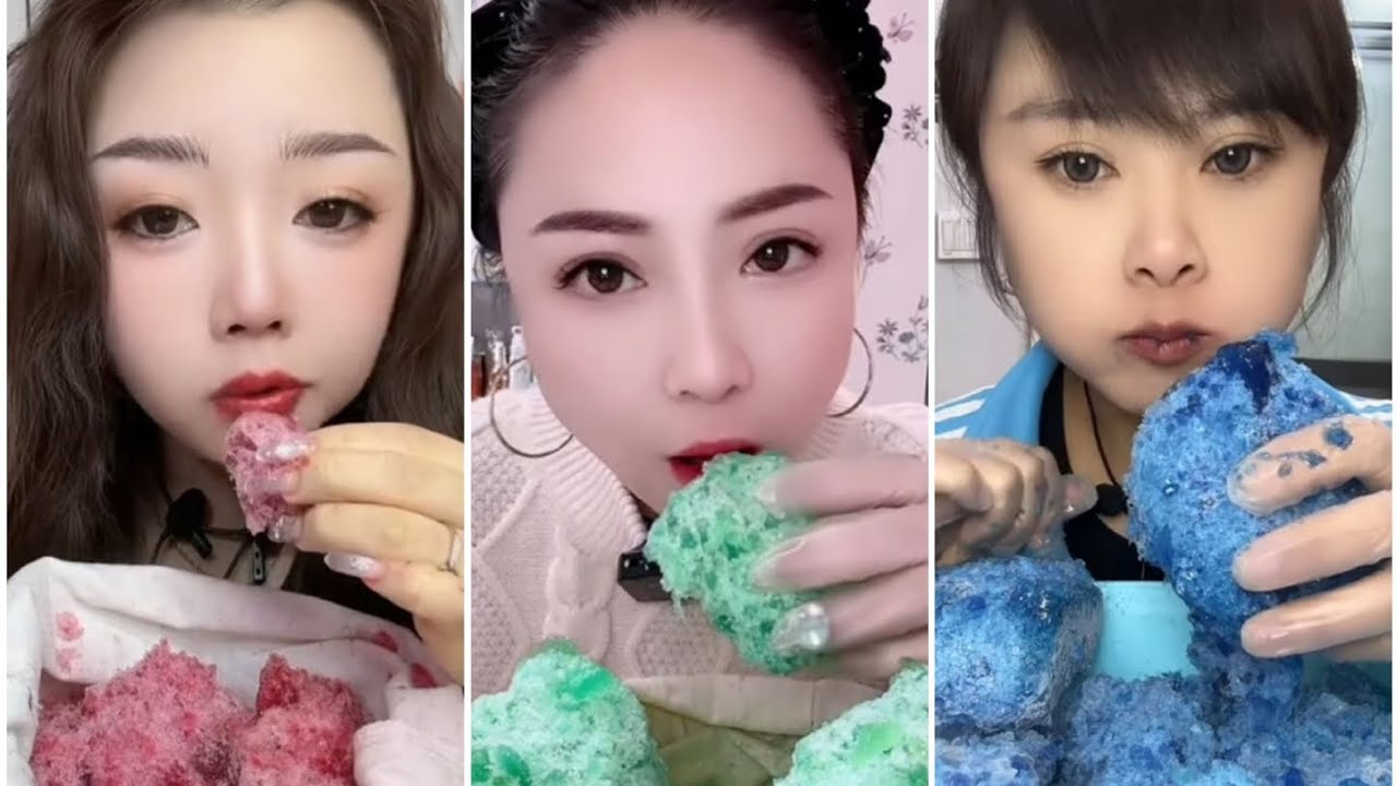 ASMR Ice Mukbang | Crunchy Flavoured Crushed Ice Chunk Eating😋 | so ...