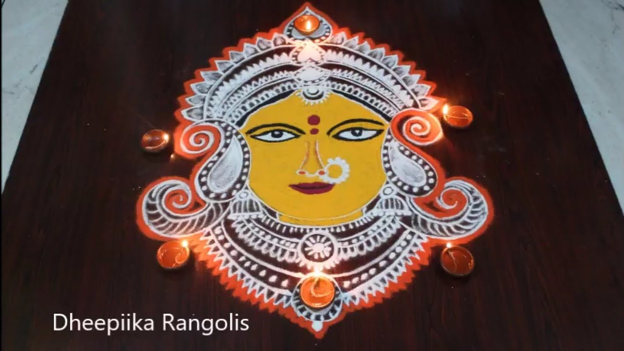 Navarathri special Maa Durga rangoli design l Durga pooja kolam l ...
