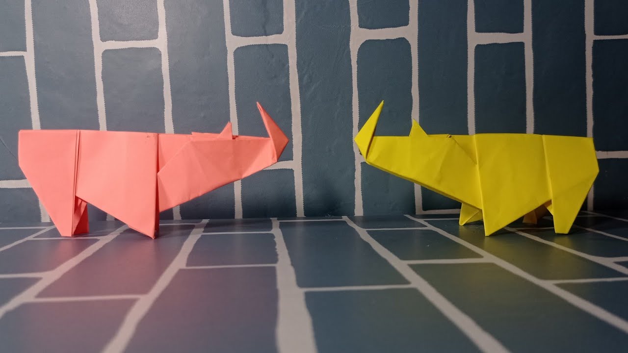 CARA MEMBUAT ORIGAMI BADAK [HOW TO MAKE ORIGAMI HORN] - YouTube