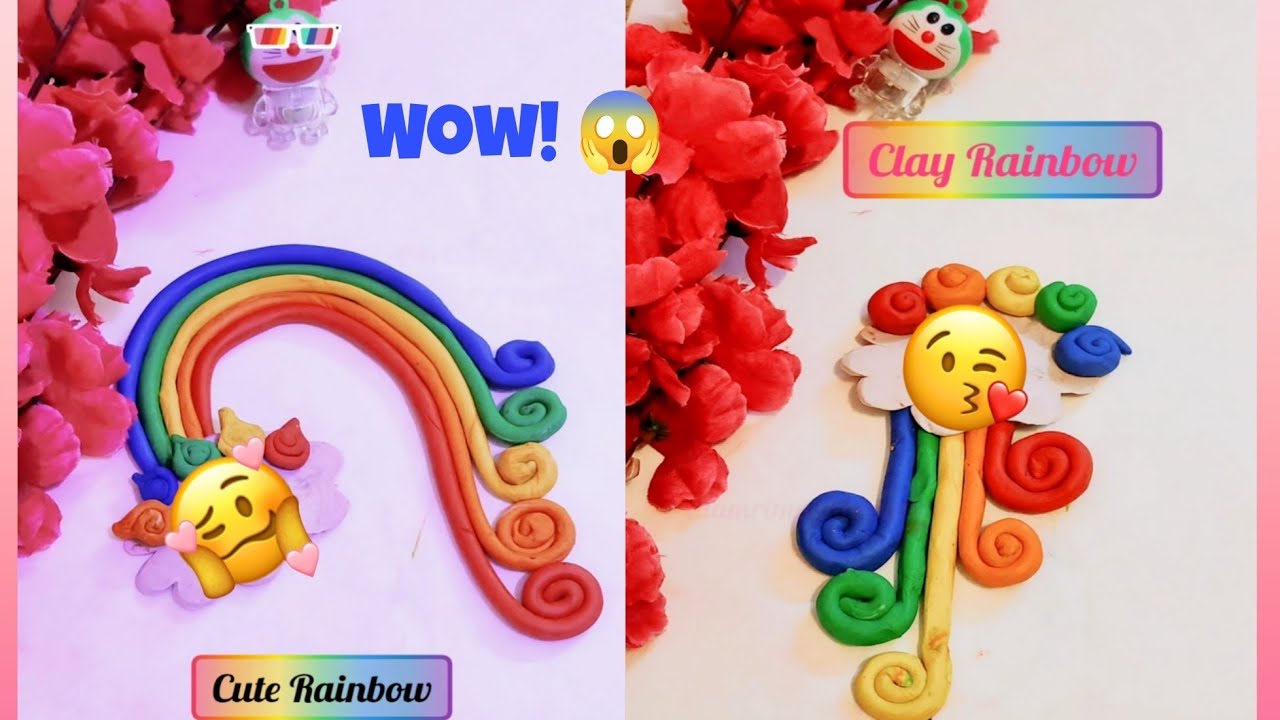 Cute Pookie airdry clay Rainbow 🌈 #diy #shortsvideo #viralvideo #kpop # ...