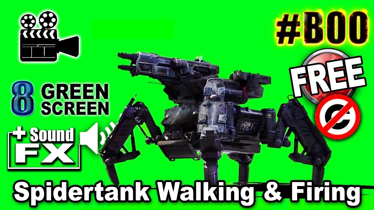 Spider Tank Walking and Firing Green Screen 3D - YouTube