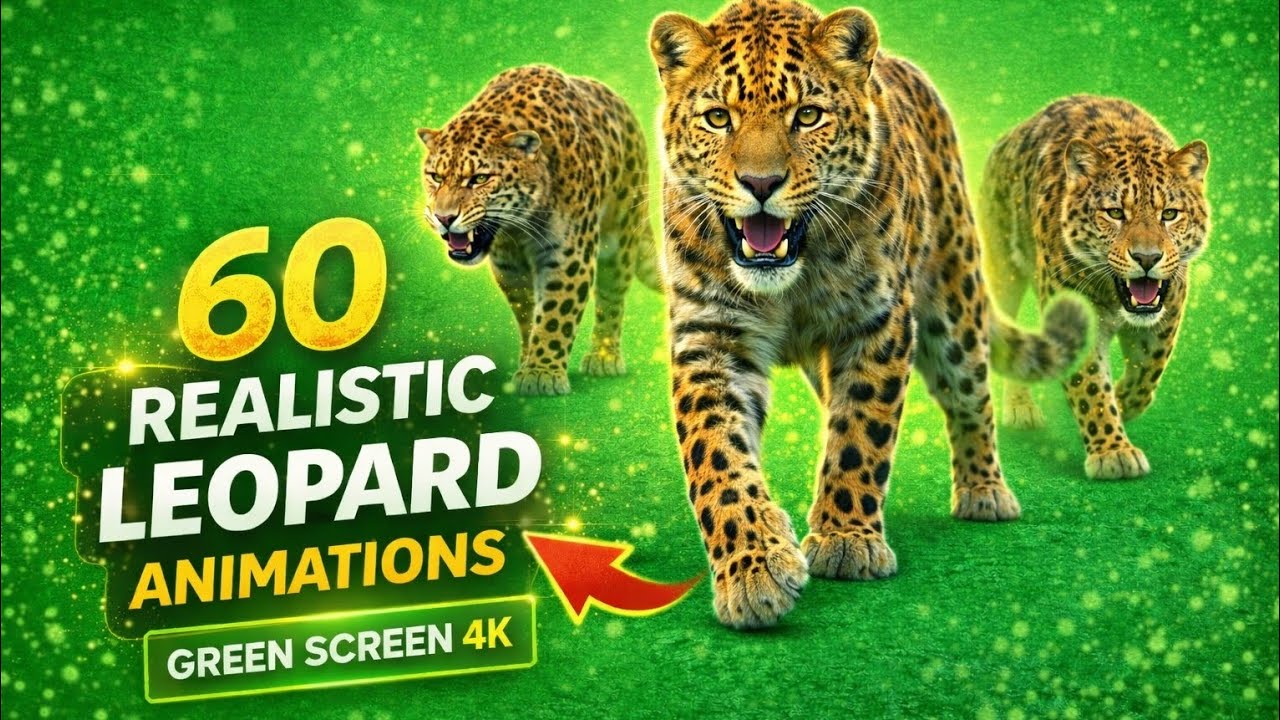 60 Realistic Leopard Green Screen Animations | Full Body 4K # ...