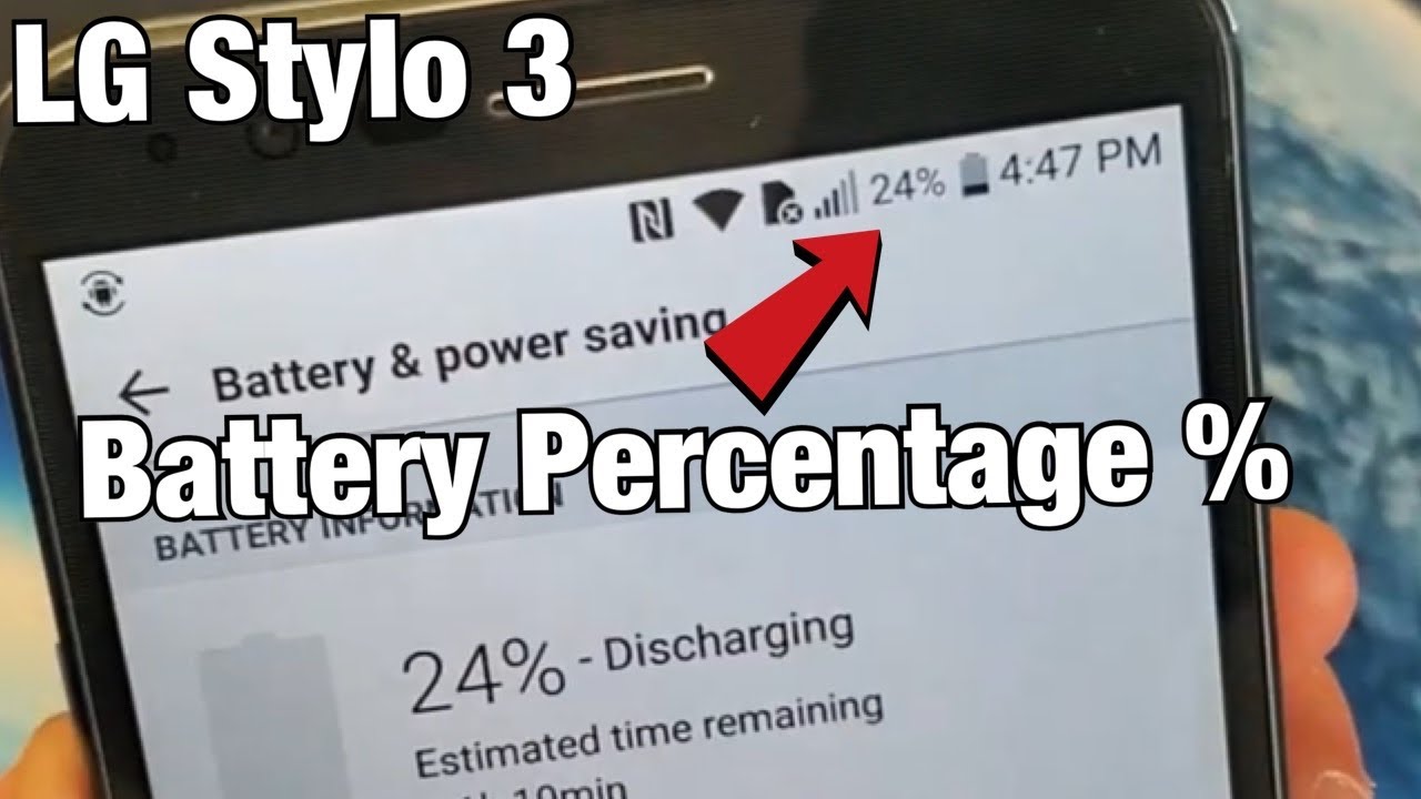 LG Stylo 3: How to Add Battery % Percentage Icon to Status Bar - YouTube