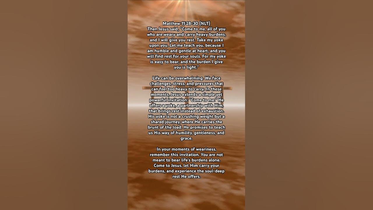 Find Rest in Jesus, Embracing Matthew‬ ‭11‬:‭28‬-‭30‬ - YouTube