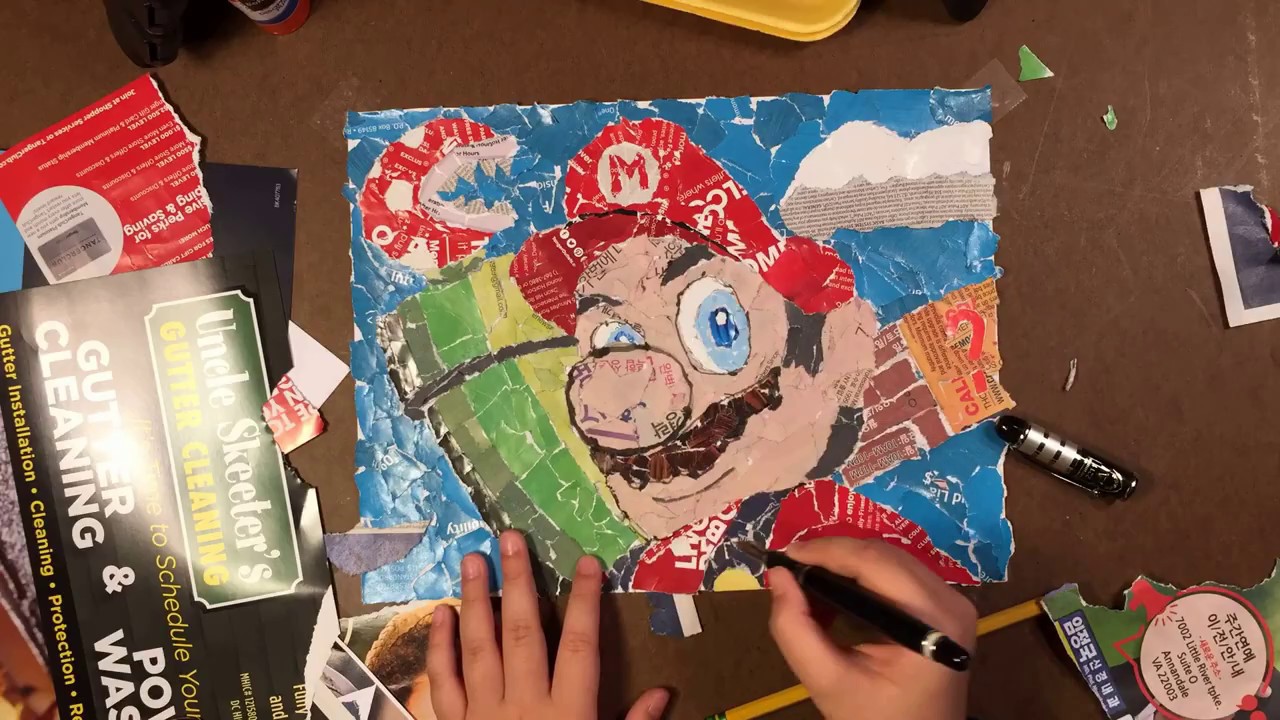 How to make Mario collage by 8 years old - Tearing art - YouTube