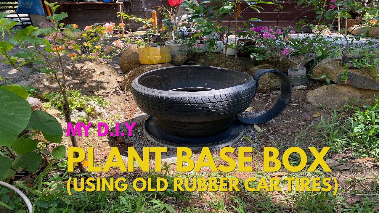 DIY; CUP INSPIRED PLANT BASE,USING OLD RUBBER TIRES. - YouTube