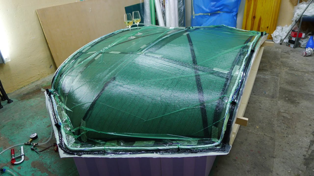 Vacuum resin infusion of a mold for a nurflügel microlight aircraft ...