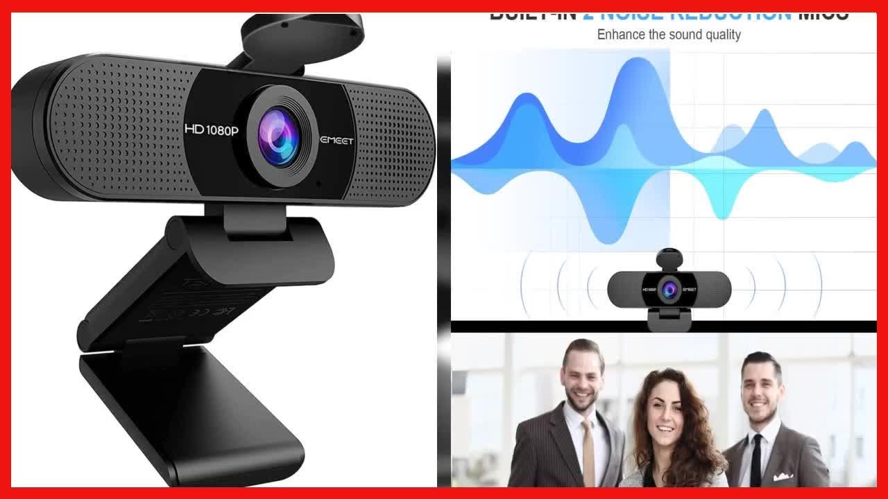 1080P Webcam with Microphone, EMEET C960 Web Camera, 2 Mics Streaming ...