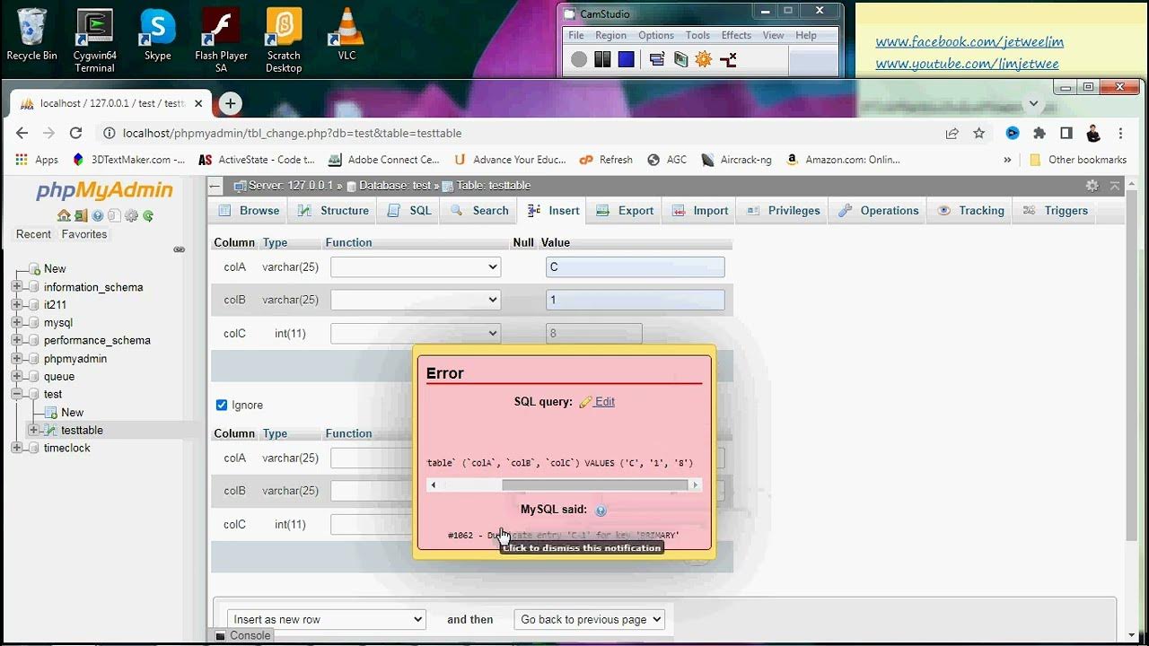Create Composite Primary Key In MySQL Database Using PMA - YouTube