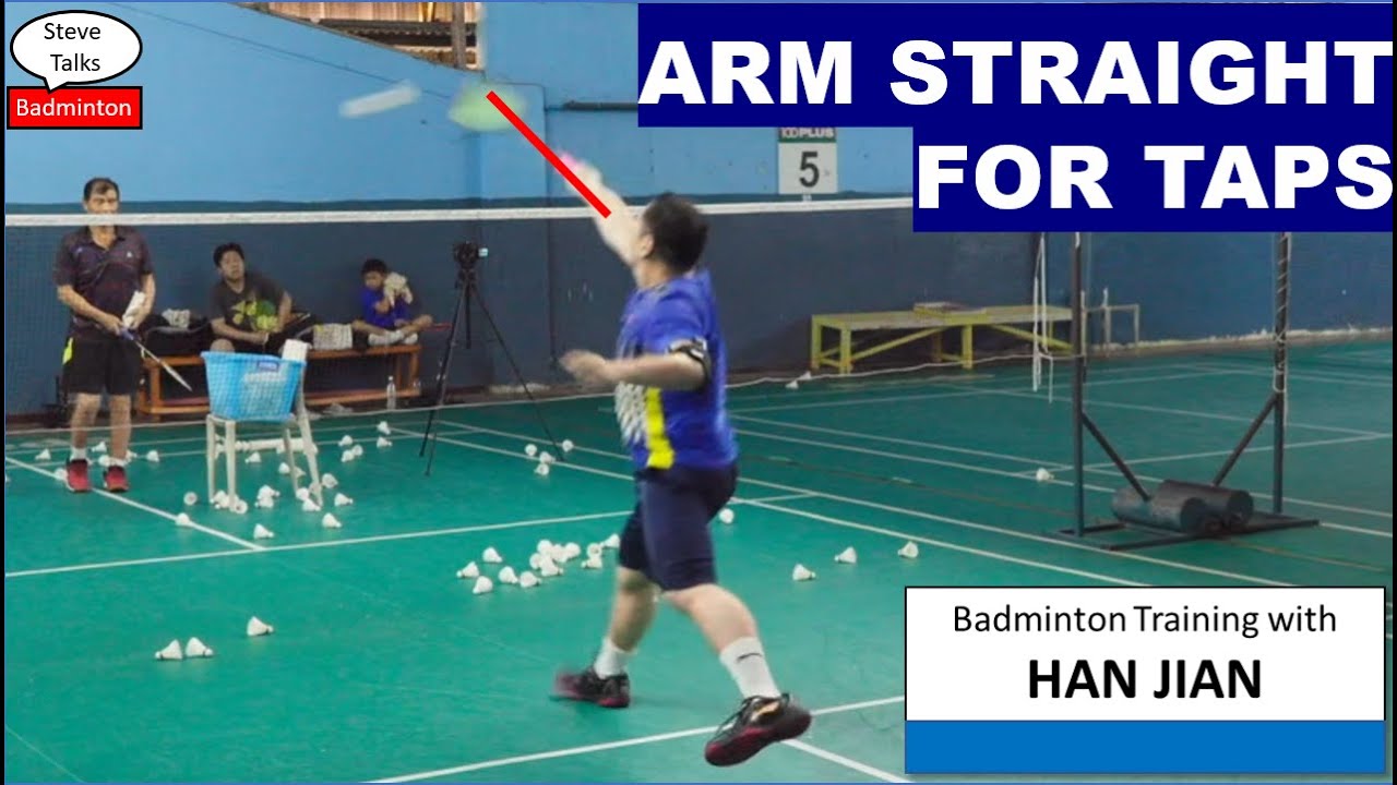 Arm straight for taps - Badminton Training with Han Jian 20240504 - YouTube