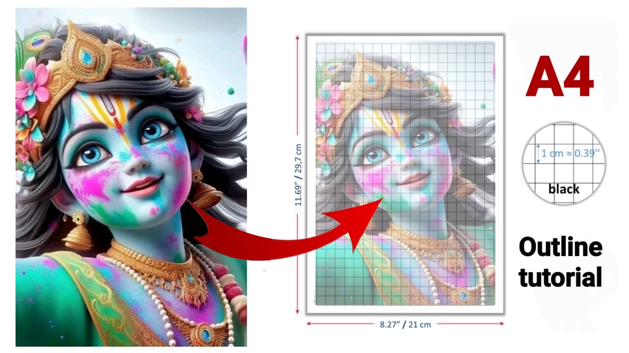 Krishna Drawing easy tutorial (Outline) || How to Draw Krishna - YouTube