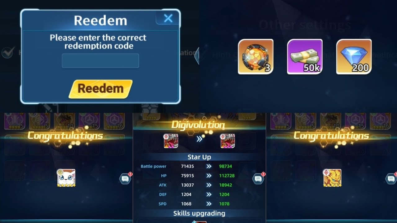 REDEEM CODE BARU 🎁🎁🎁 Sekalian naikin bintang di Digimon Game Fantasy ...