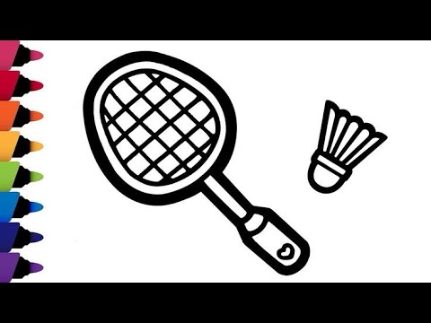 How to Draw Easy a Badminton Racket🏸 and Shuttlecock Painting Ideas for ...
