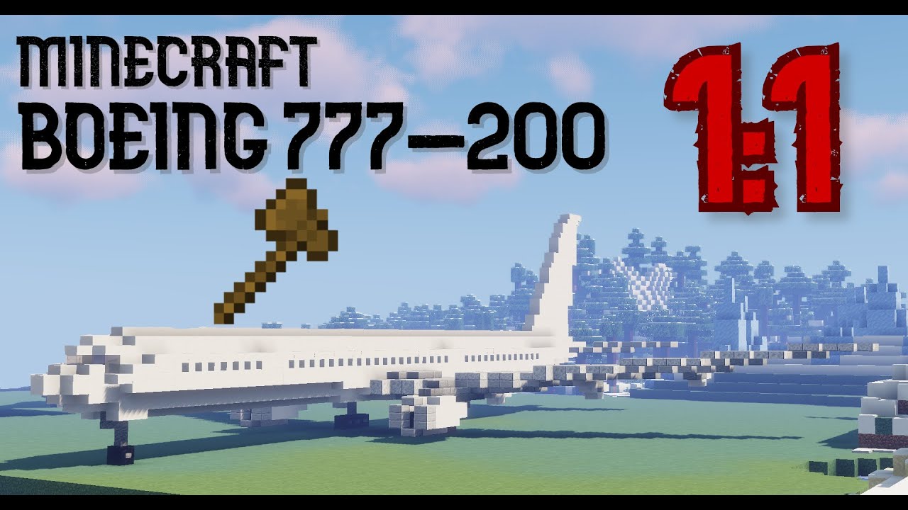 Minecraft Build Tutorial #2 - 1:1 Boeing 777-200 Aircraft - YouTube