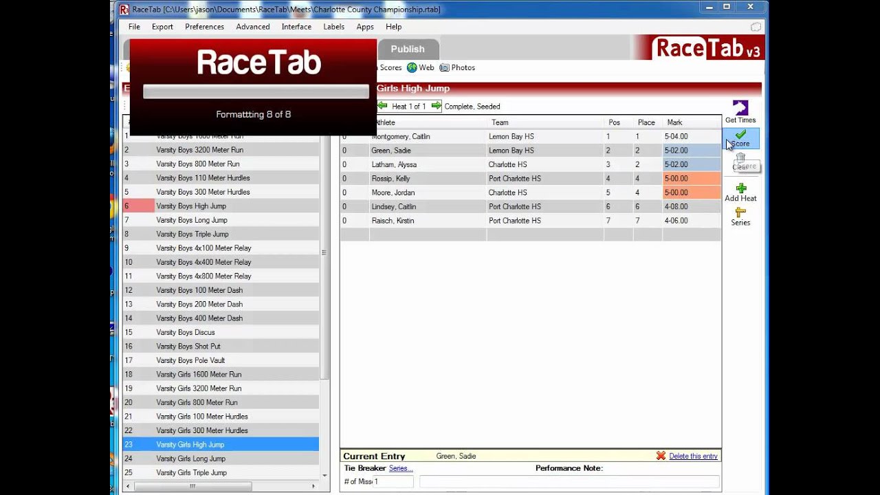 RaceTab - Breaking Ties in Field Events Manually - YouTube