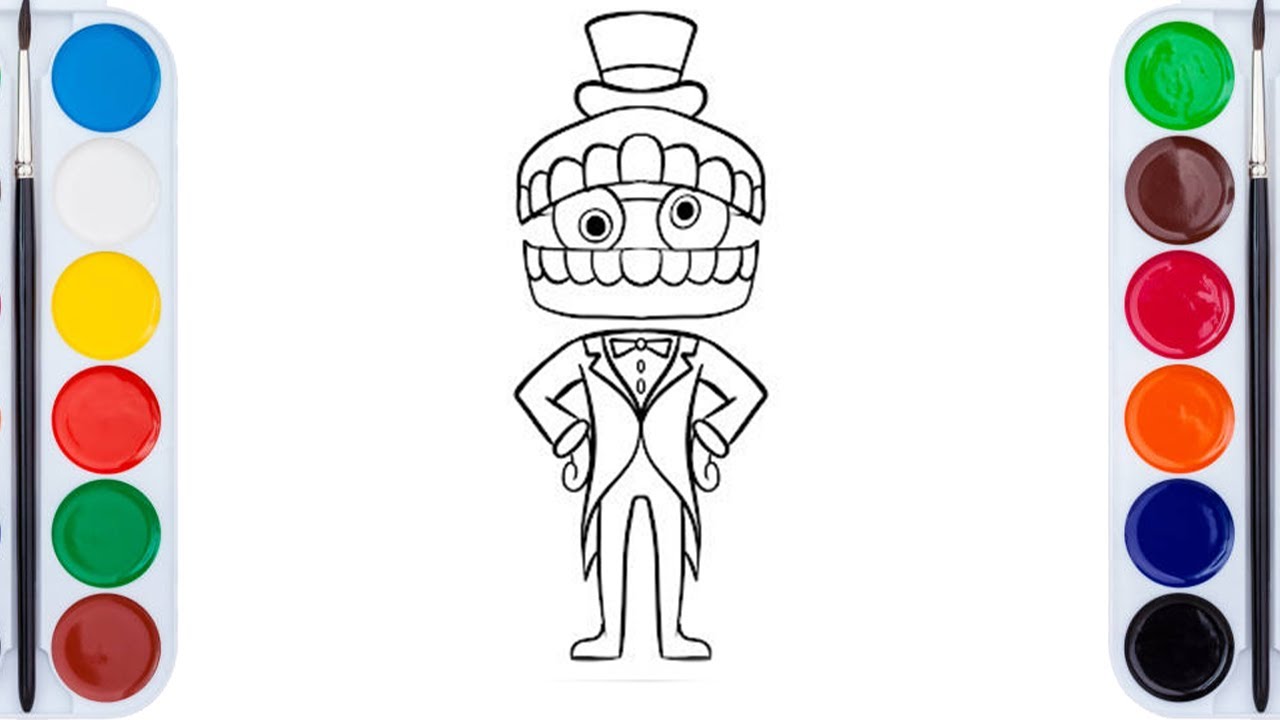 How to draw and color TADC Caine for kids - YouTube