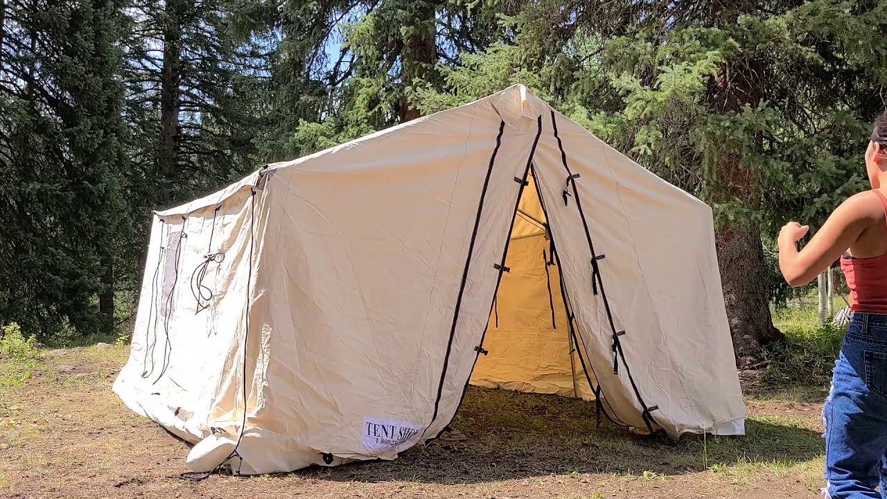 How to put up wall tent for the first time. - YouTube