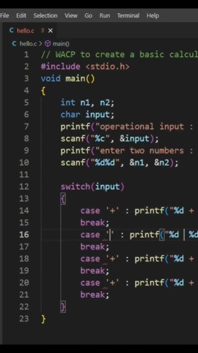 Write a C program to make a basic calculator #programming #coding #cprogramming #problemsolving ...