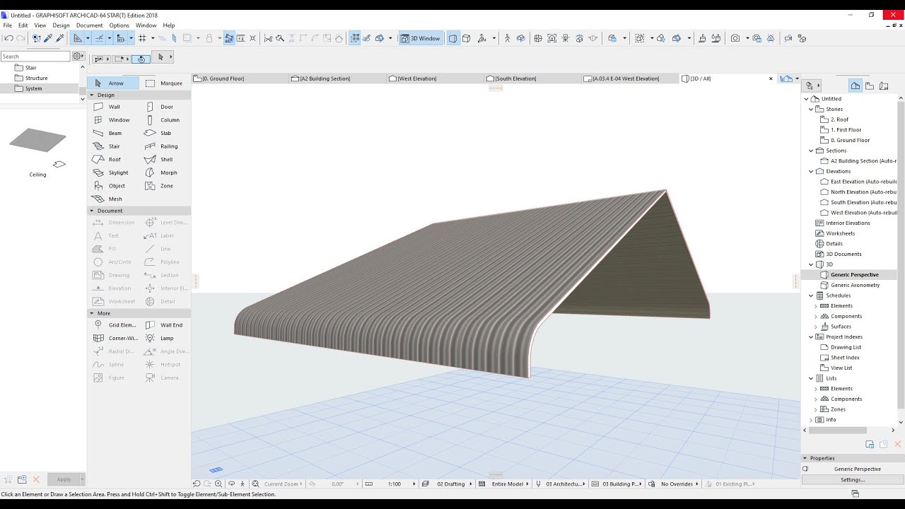 How to create Curving bullnose roof in Archicad - YouTube