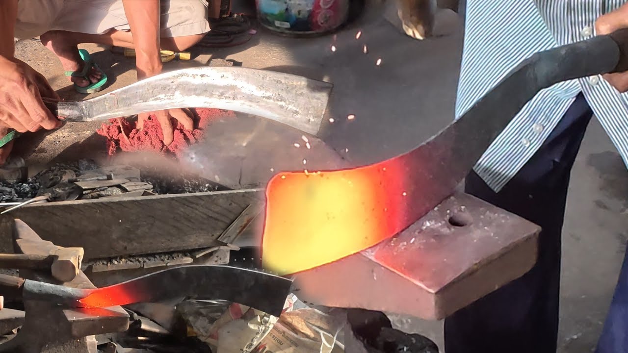 How to make a new metal knife blacksmith forge - YouTube
