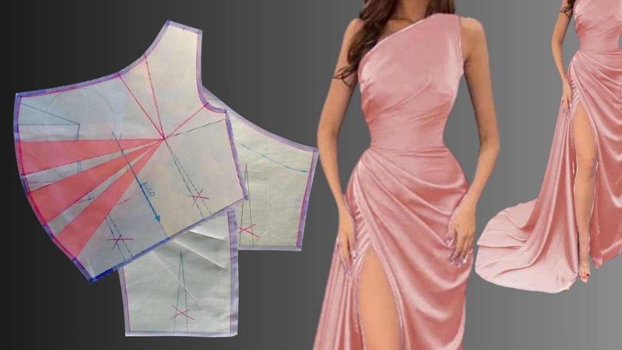 VESTIDO ASIMETRICO DRAPEADO | Ajuste perfecto | Patron #1 - YouTube