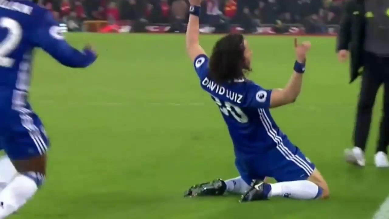 David Luiz Free Kick Goal Liverpool vs Chelsea 0 1 Premier League ...