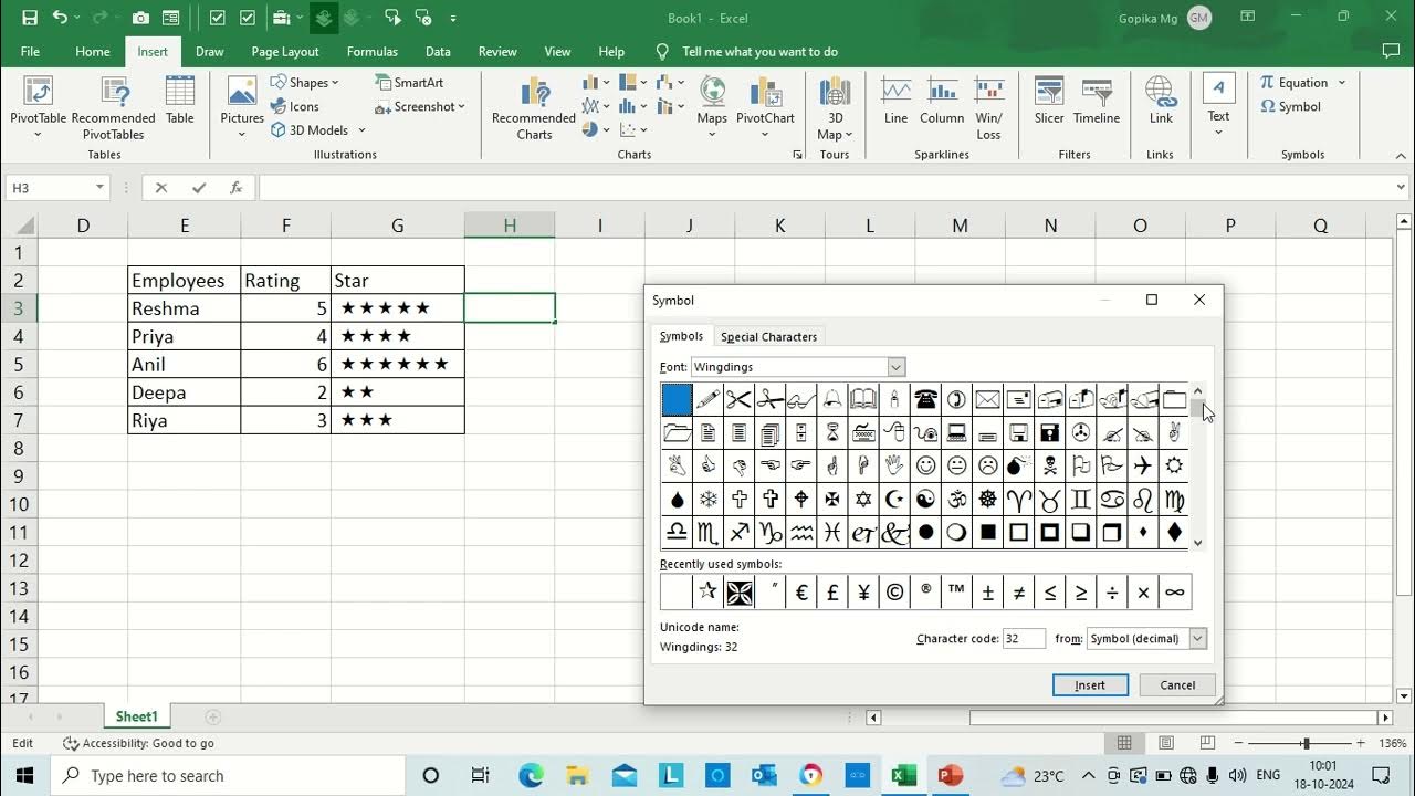 ms excel insert star rating#excel #microsoftoffice #exceltutorial #msoffice #excelshortcuts ...