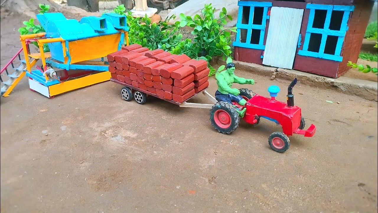 mini tractor concrete bridge construction science project water flow ...