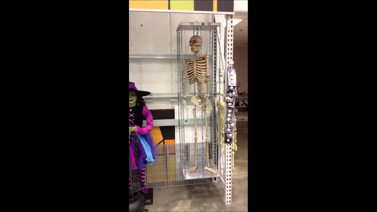 Lowe's Halloween 2014 Giant Animated Hanging Caged Skeleton - YouTube
