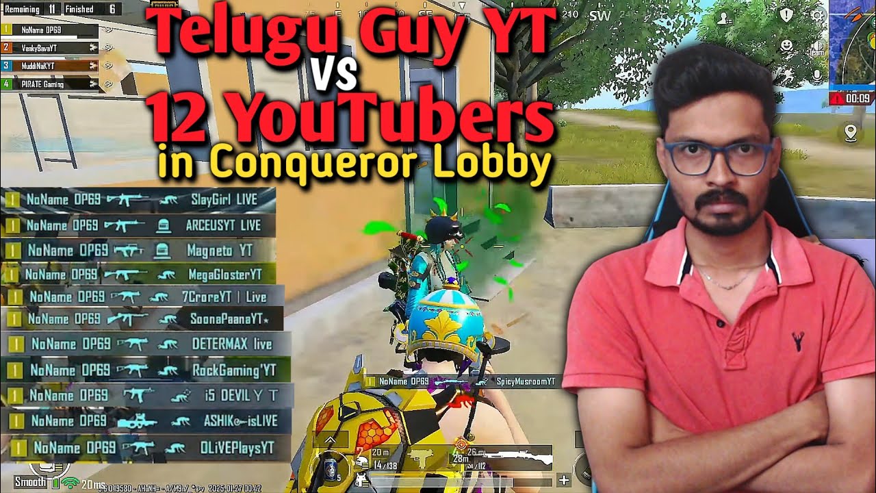 Telugu Guy YT vs YouTubers in Conqueror Lobby🔥, Must Watch🤩 - YouTube