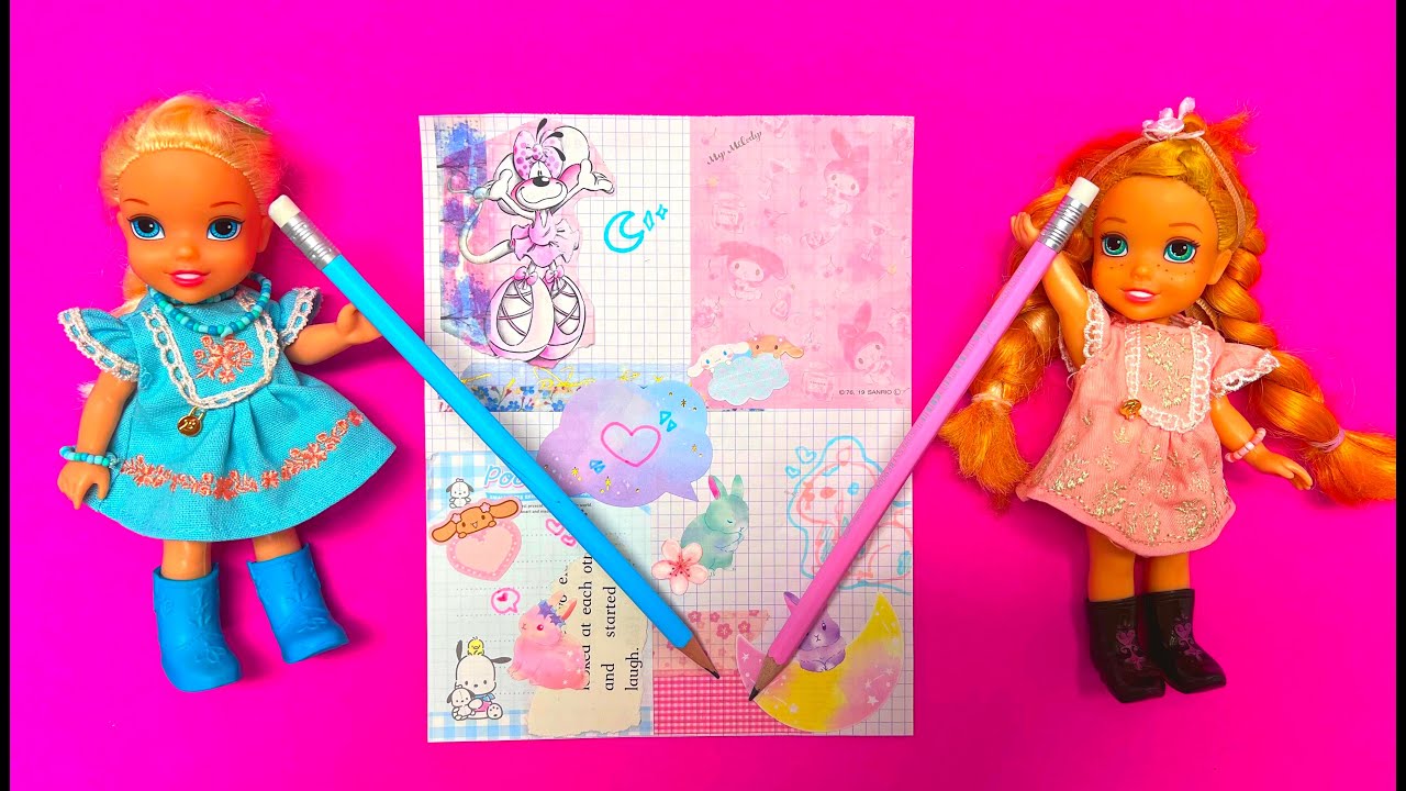 Elsa and Anna toddlers enjoy scrapbooking - YouTube