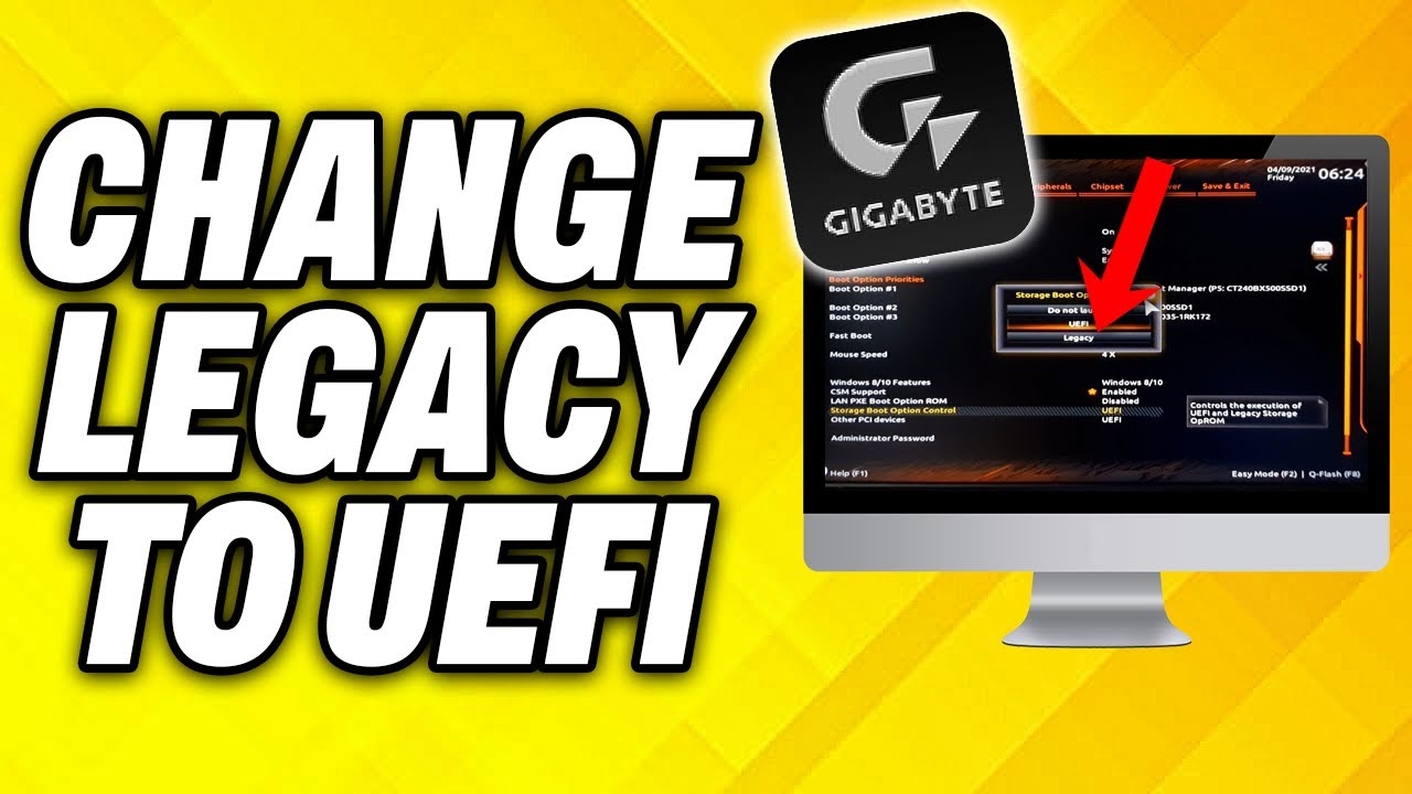 How To Change Legacy to UEFI in Bios Gigabyte 2025 - YouTube