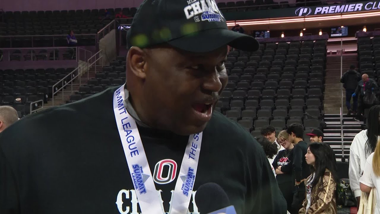 Omaha basketball head coach Chris Crutchfield talks after Summit League ...