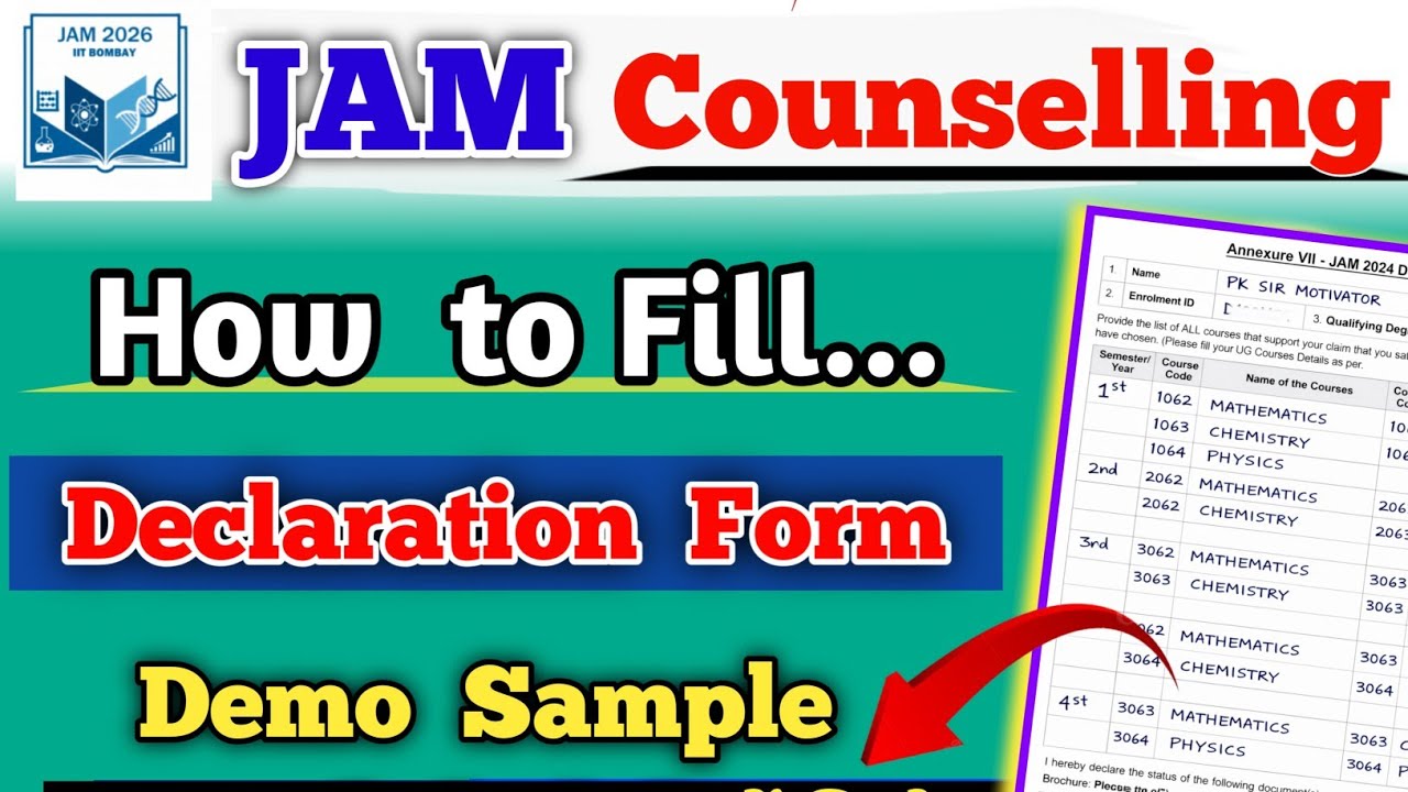 How to fill Declaration From of iit jam counselling process 2026 | iit ...