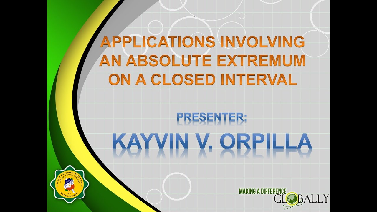 Applications Involving an Absolute Extremum on a Closed Interval - YouTube
