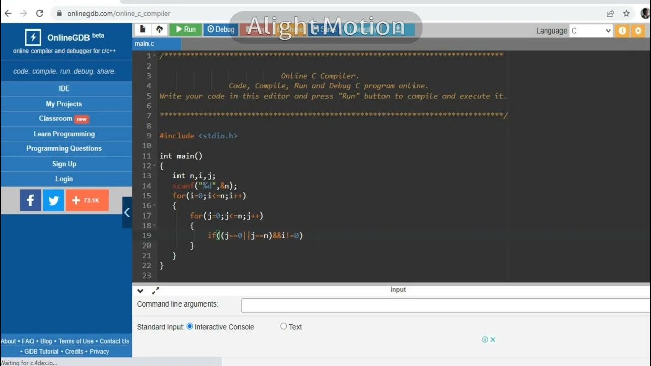 Pattern printing program using C language || To print Alphabet "A ...