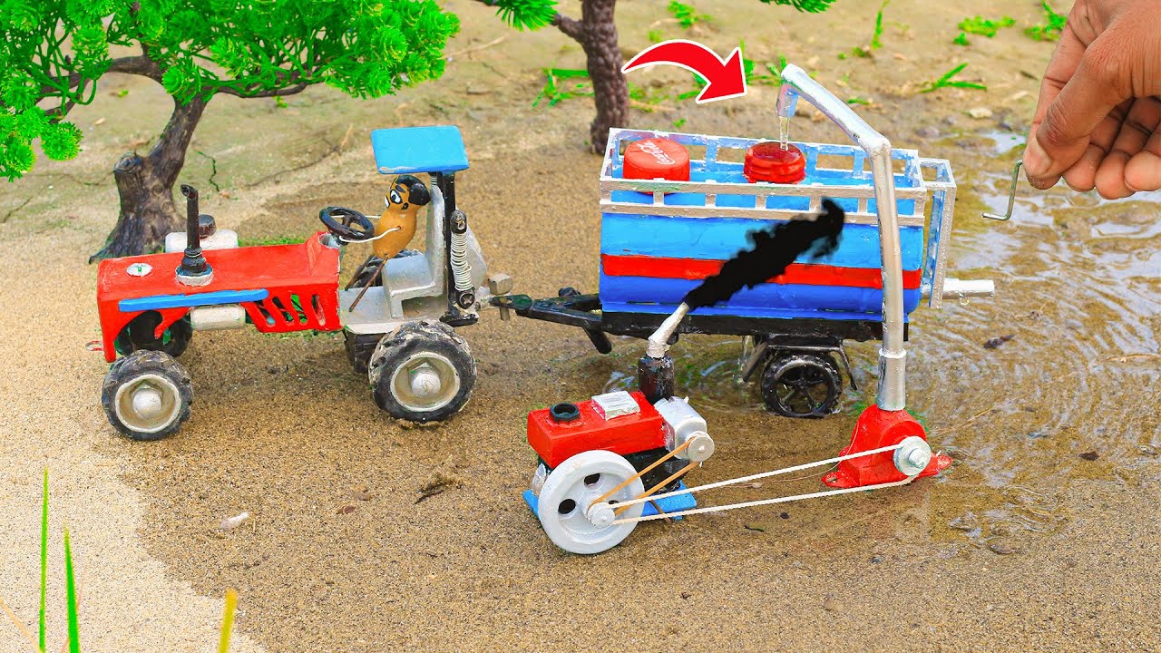 Mini diesel engine water pump | how to make water tanker | @sanocreator ...
