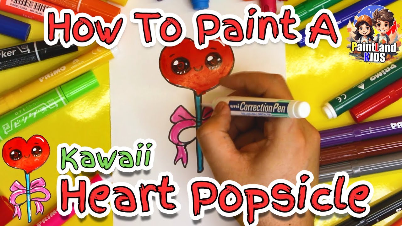 How to Paint a Heart Popsicle with Markers - Fun Art for Kids! - YouTube
