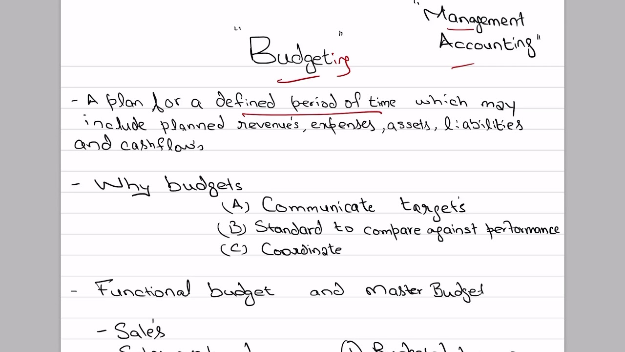 Management Accounting - Budgeting - Theory - YouTube