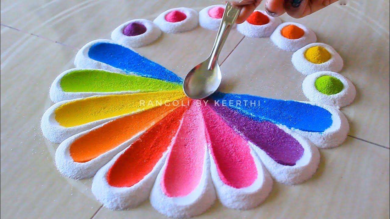 Simple Krishna janmashtami rangoli design l rangoli designs with ...