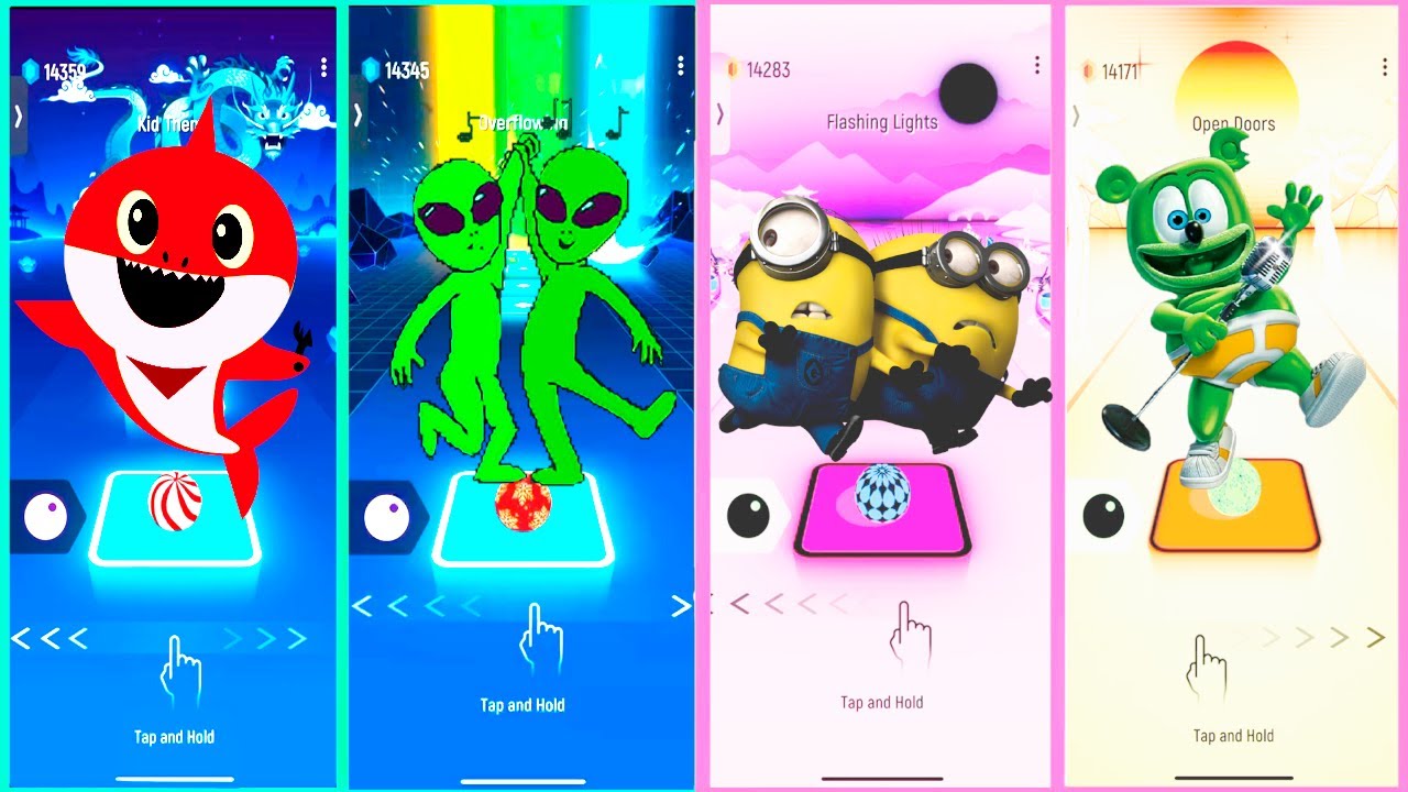 Minions - Alien Dance - Baby Shark - Gummy Bear - Tiles Hop EDM Rush ...