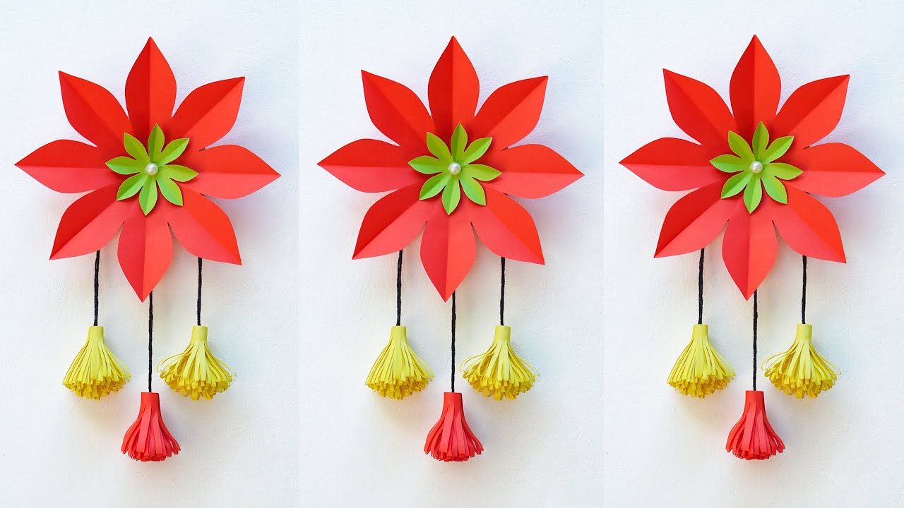 Wallmate | Paper flower Wall hanging | Wall hanging craft ideas ...